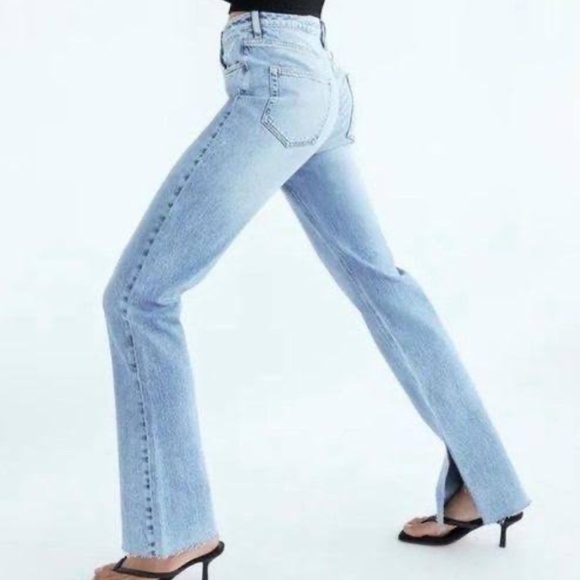 Zara | Jeans | Zara Light Wash Slit Split Flare Jeans Size 26364 | Poshmark